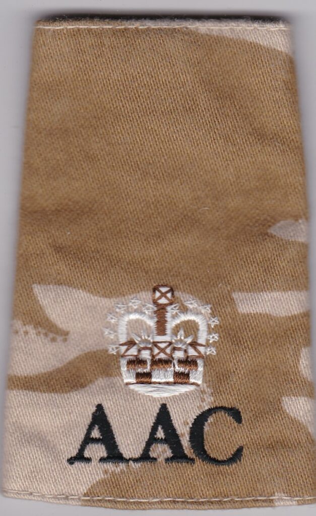 AAC Army Air Corps Rank Slipon Patch Major Desert DPM Gulf War